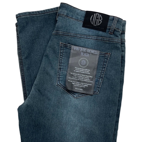 Vintage Genes Black | Jeans | 36x3 French Terry Denim Slim Fit Mens ...